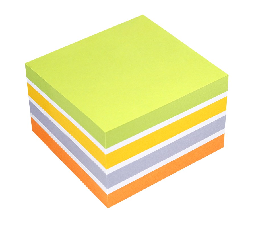 SAMOLEPILNI LISTIČI, Sticky notes cube, 75x75 mm, 450L, različne barve