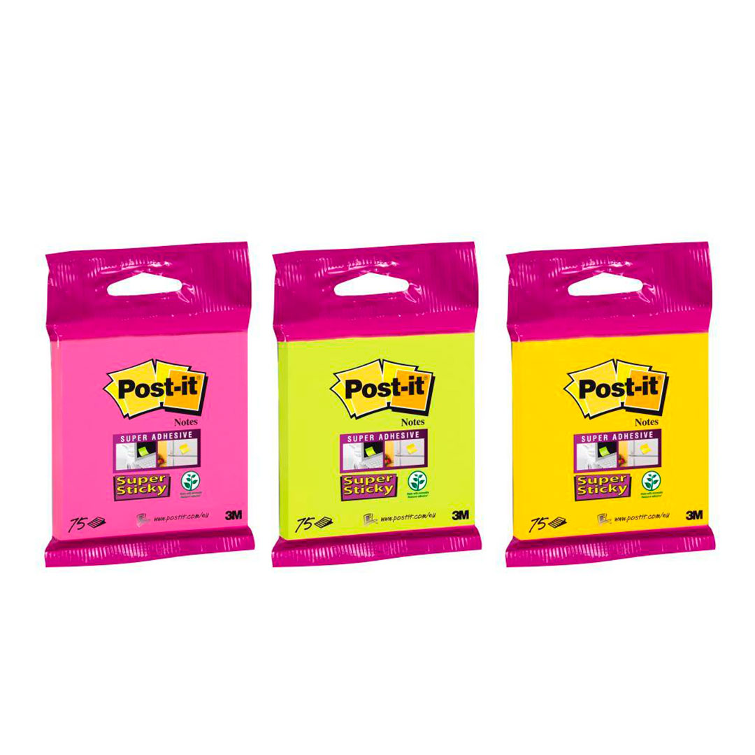 POST-IT LISTIČI, Super sticky, 76x76, mix barve